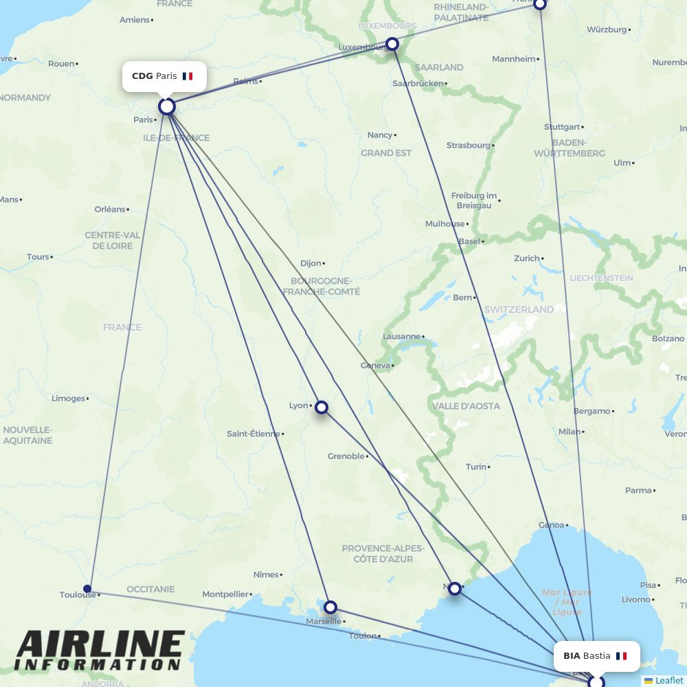 Airlines with flights from Bastia to Paris (BIA to CDG) | Airline Information