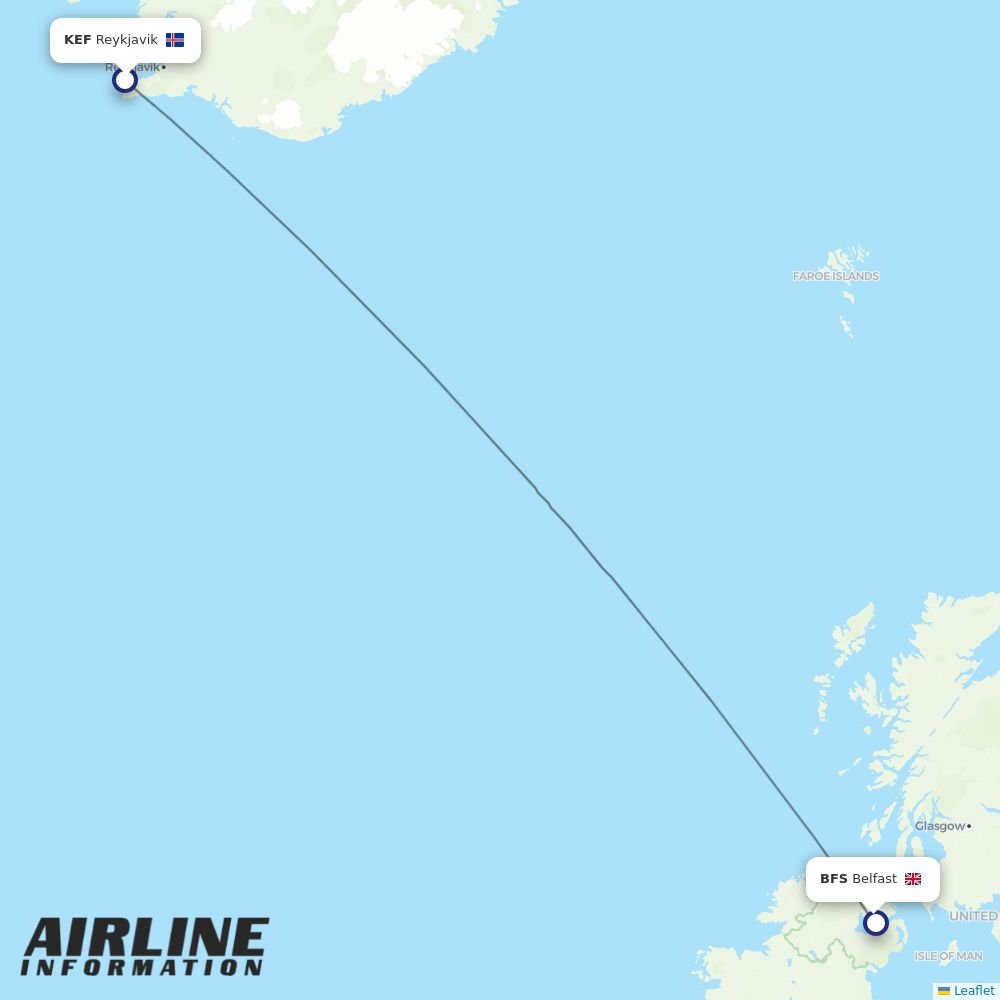 Airlines with flights from Reykjavik to Belfast (KEF to BFS) | Airline ...