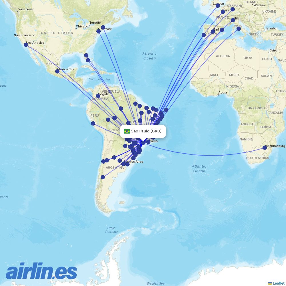 LATAM flights and destinations from Sao Paulo (GRU) 2026 | airlin.es